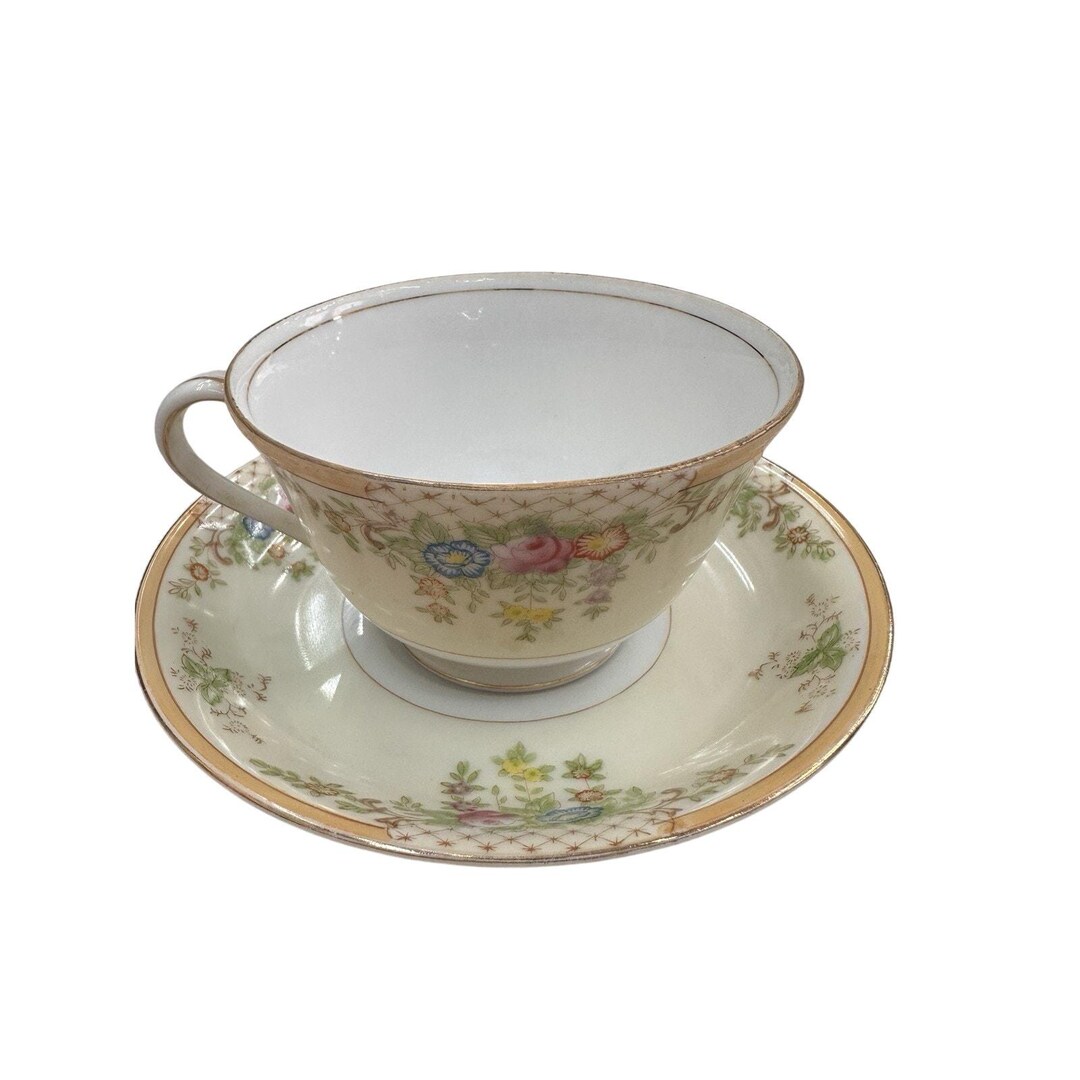 STS Vintage Hand Painted Japanese Tea Cup and Saucer Dainty Coquette ...