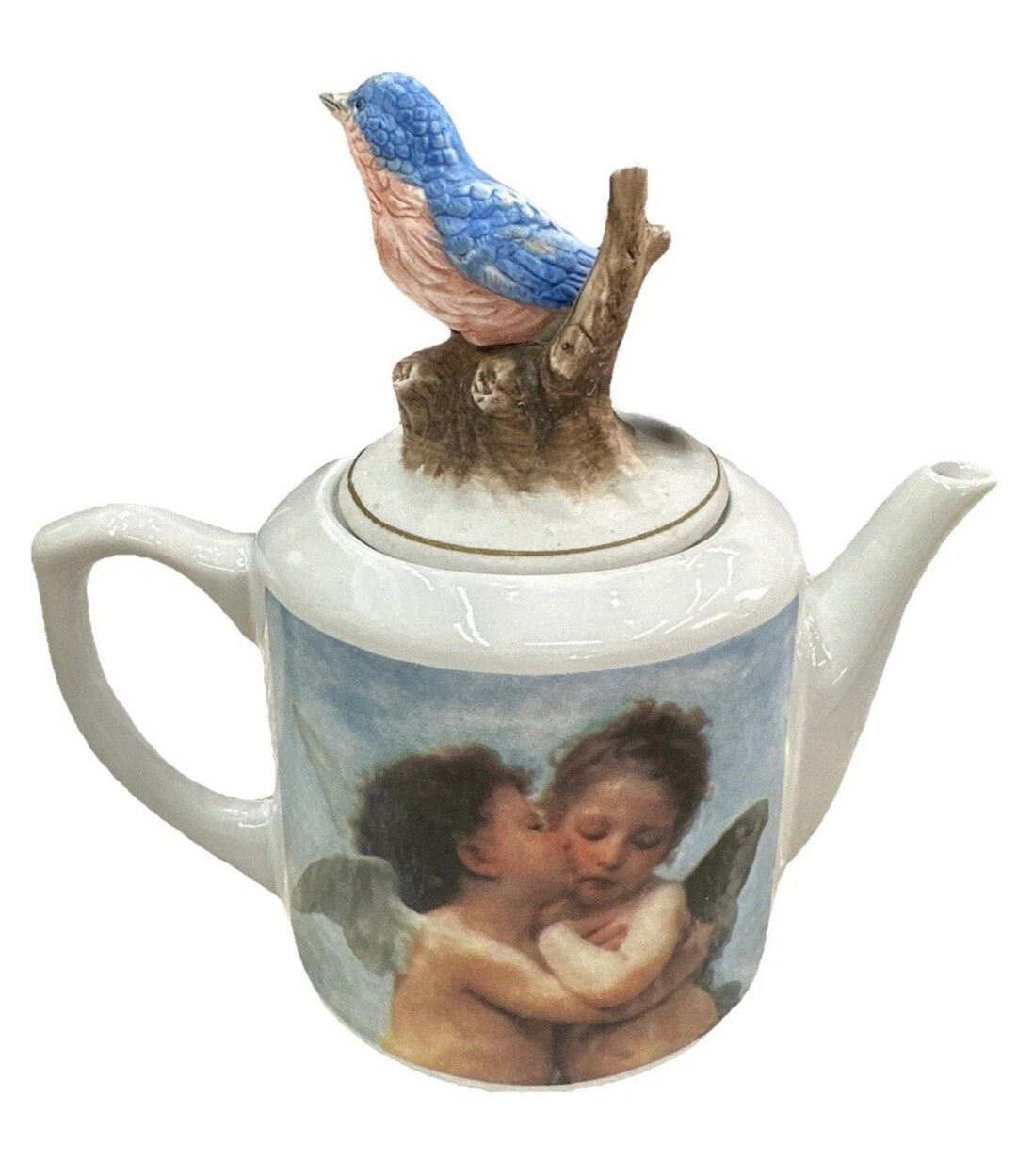 Vintage Kissing Cherub Angels Decorative Ceramic Teapot Pot Bird ...