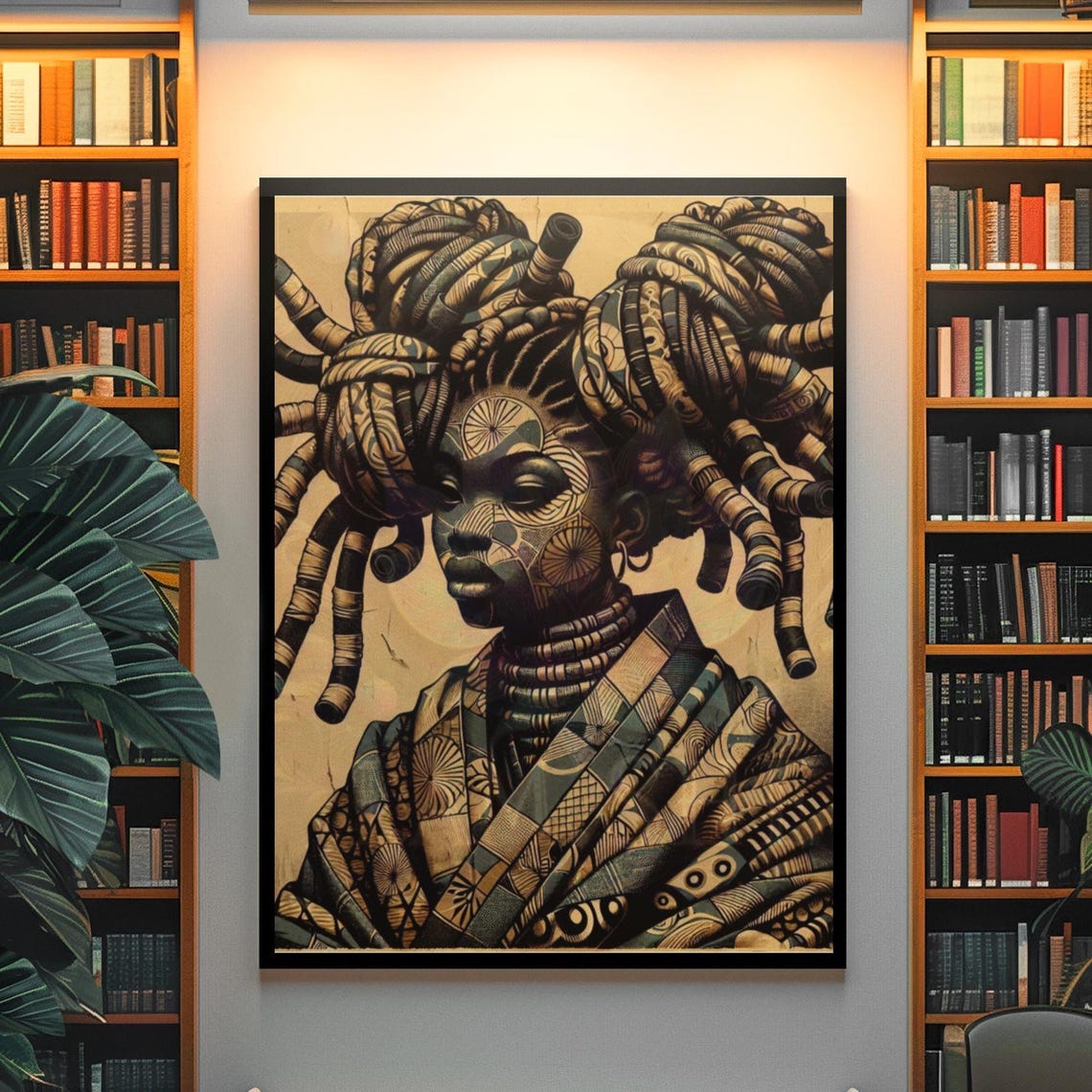 African Woman Illustration Digital Download Wall Art for Office Wall ...