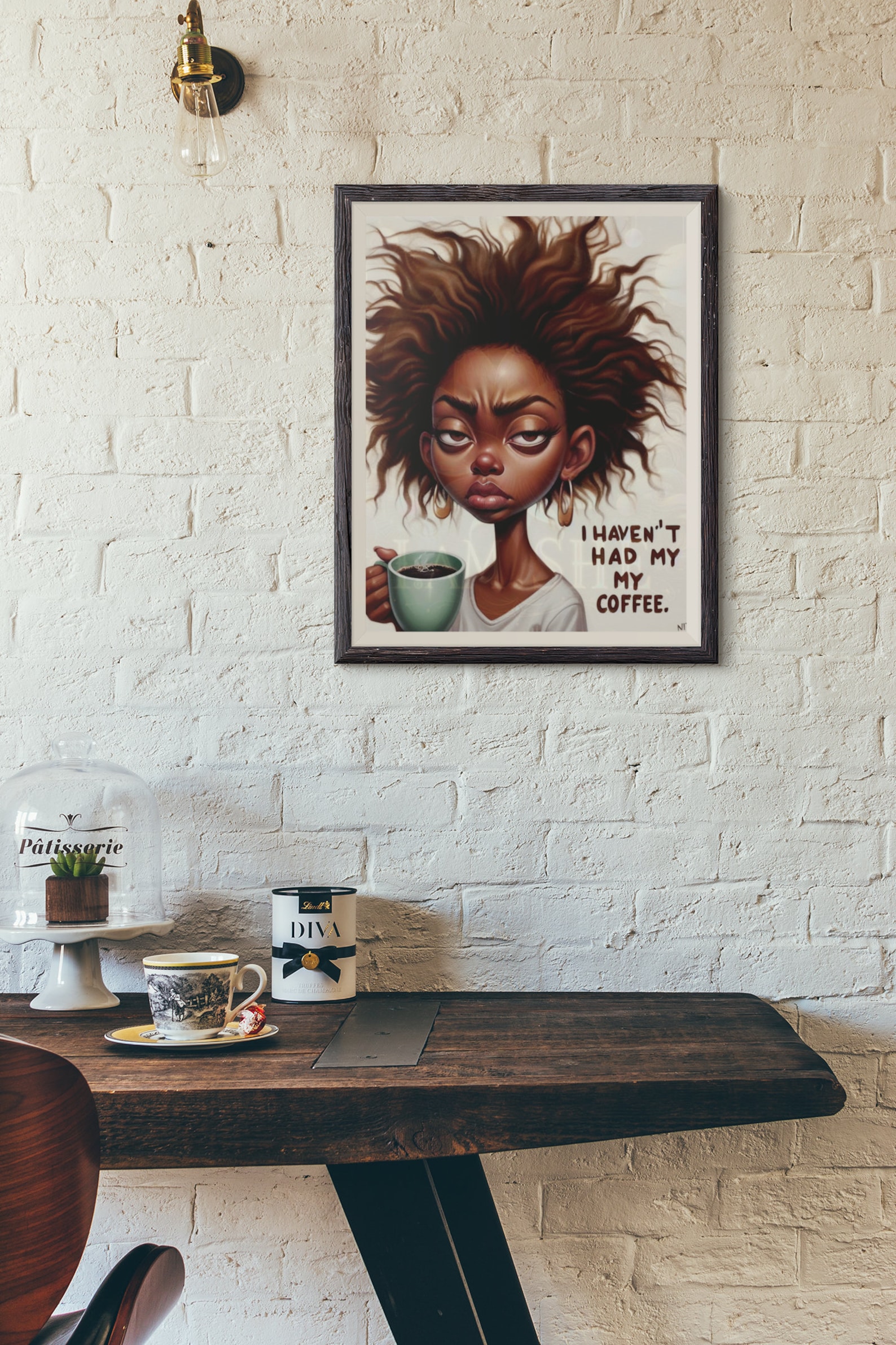Morning Grump Coffee Humor Downloadable Oil Painting Poster Art Messy ...