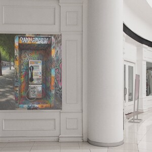 Nostalgic Urban Vibes Oldschool Payphone Digital Art - 80s Graffiti ...