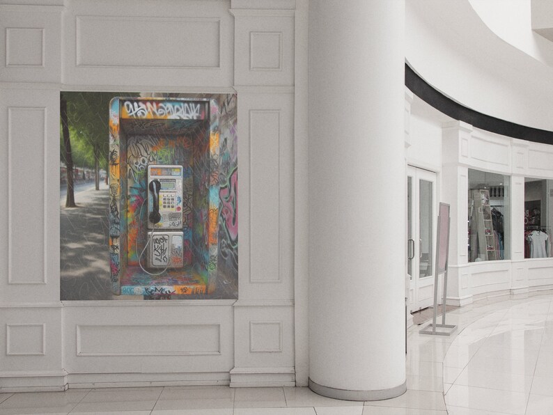 Nostalgic Urban Vibes Oldschool Payphone Digital Art - 80s Graffiti ...