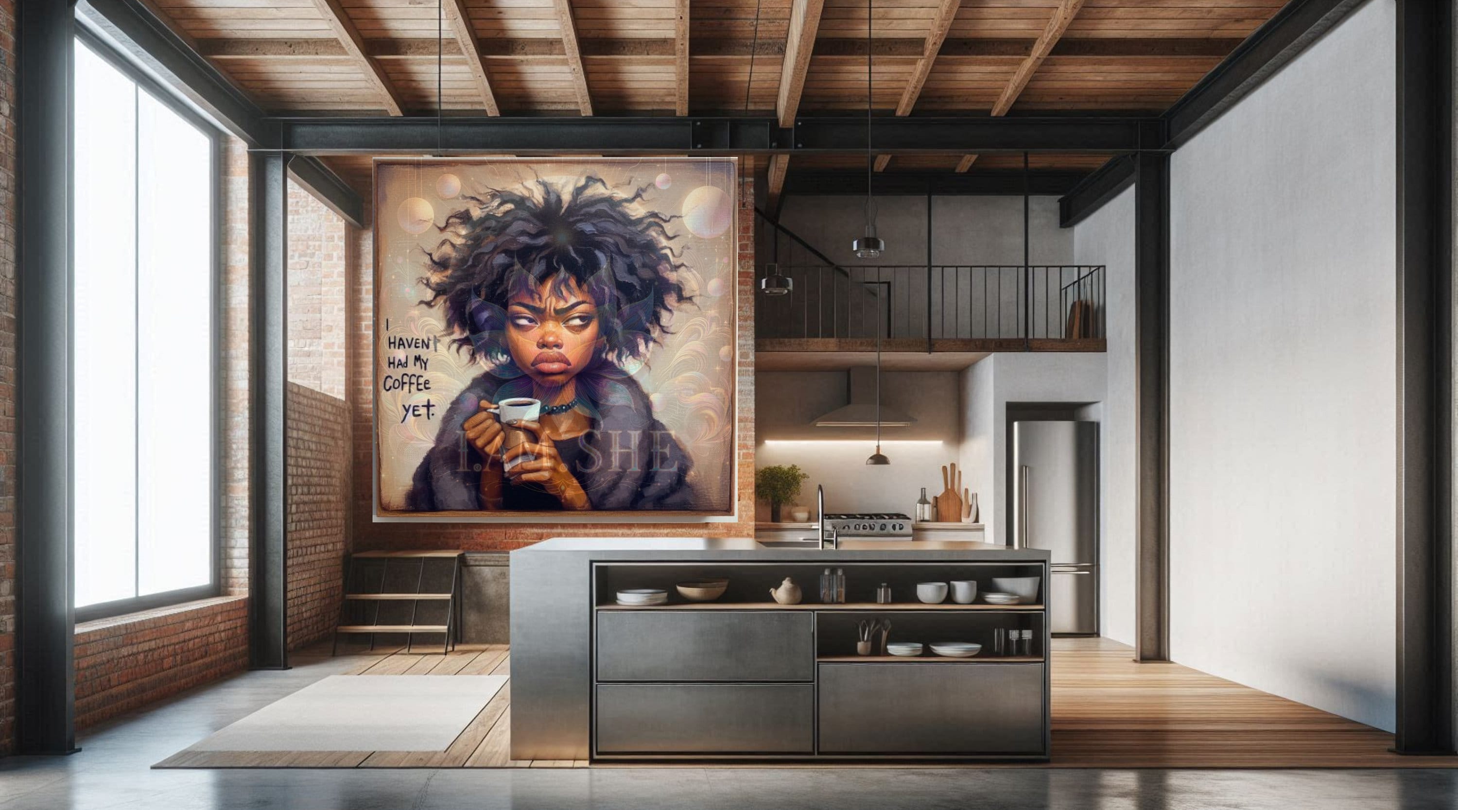 Morning Grump Coffee Humor Downloadable Oil Painting Poster Art Messy ...