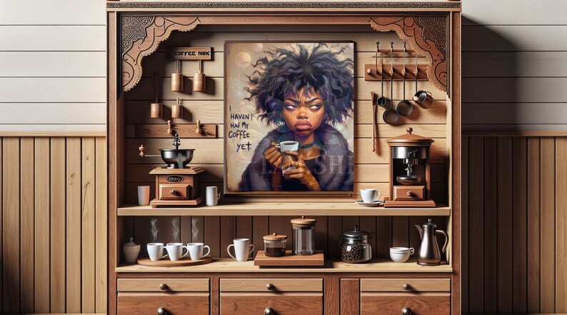 Morning Grump Coffee Humor Downloadable Oil Painting Poster Art Messy ...