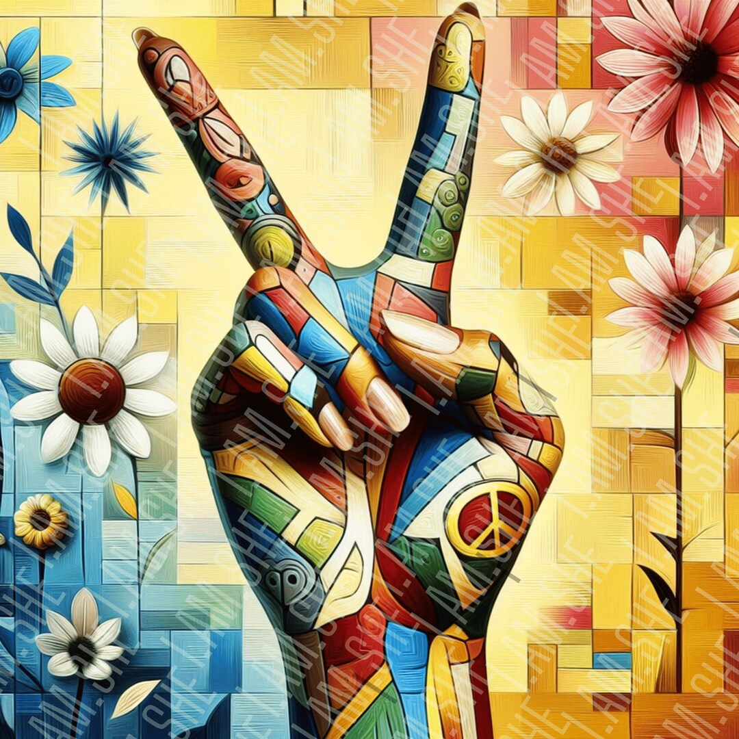 Psychedelic Peace 60s Vibes Instant Download Digital Wall Art Hand ...