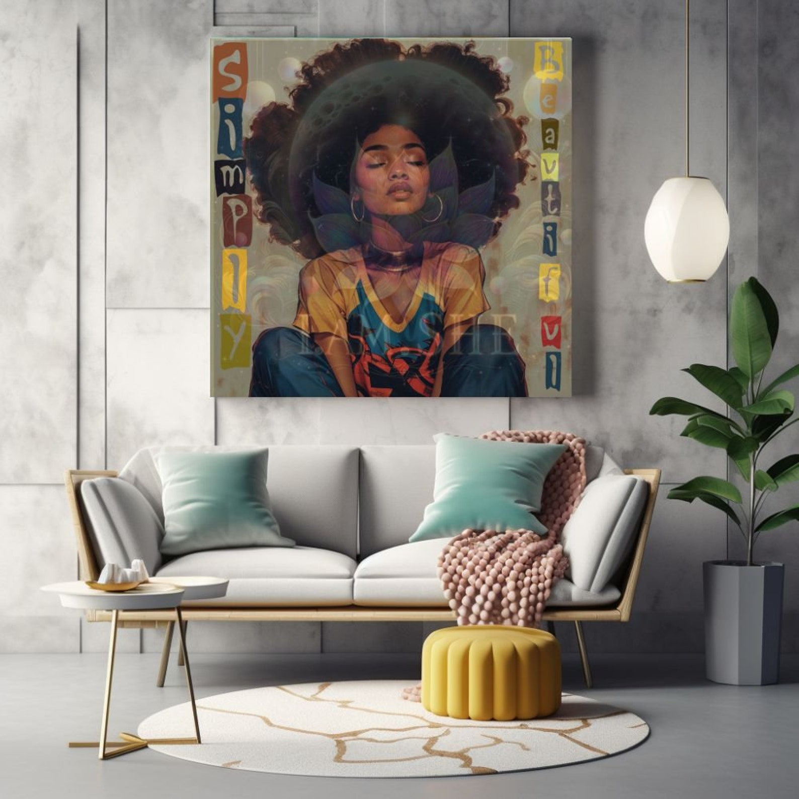 Vibrant Expressions Altered Art Portrait of an Afro-american Bohemian ...