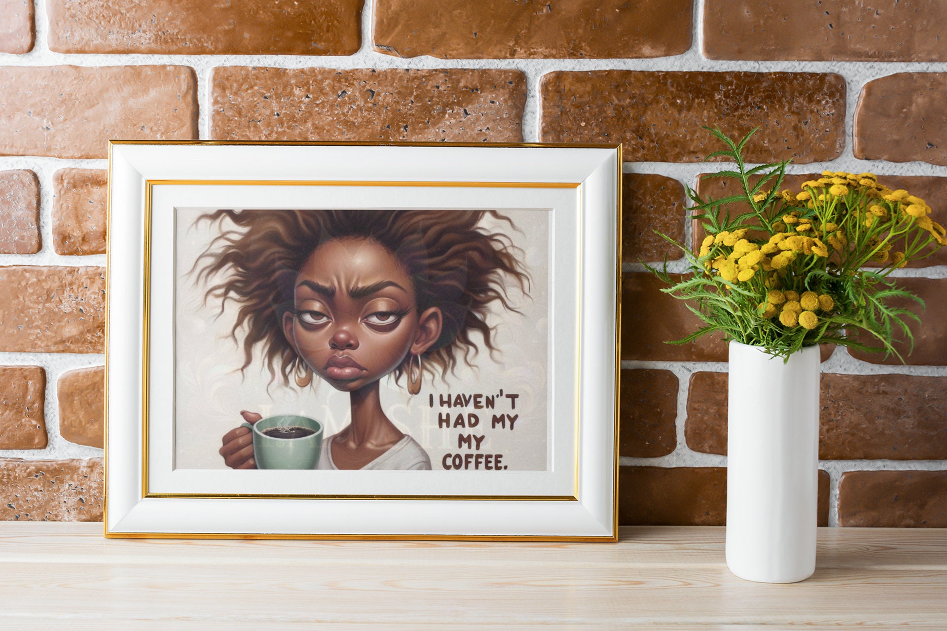 Morning Grump Coffee Humor Downloadable Oil Painting Poster Art Messy ...