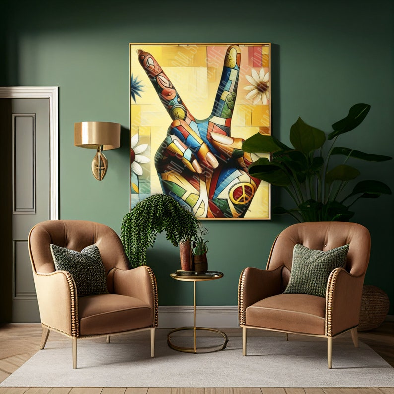 Psychedelic Peace 60s Vibes Instant Download Digital Wall Art Hand ...