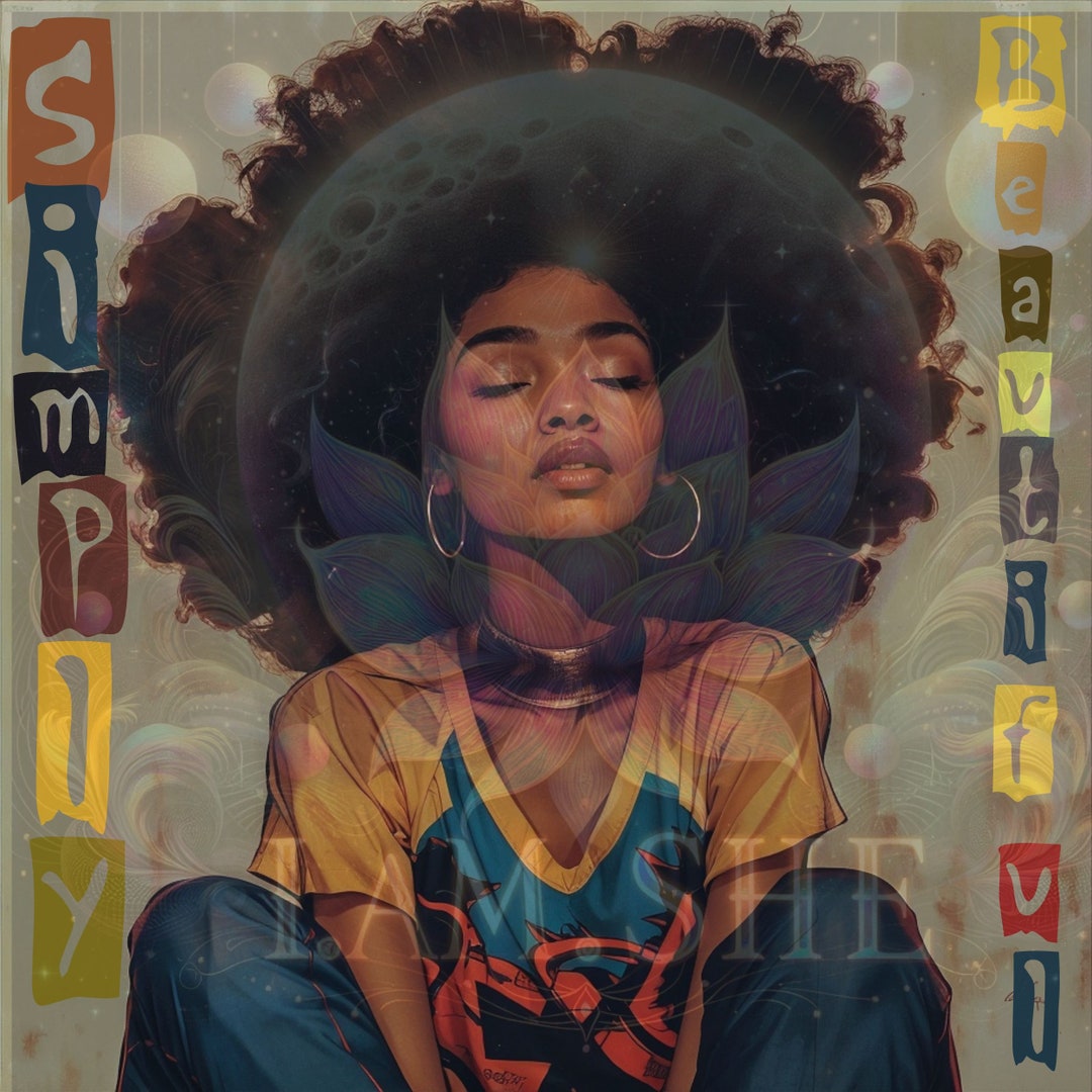 Vibrant Expressions Altered Art Portrait of an Afro-american Bohemian ...