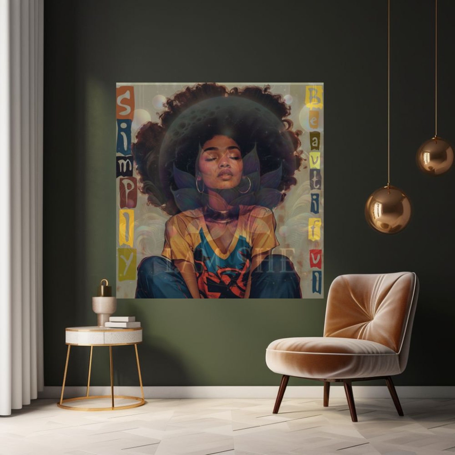 Vibrant Expressions Altered Art Portrait of an Afro-american Bohemian ...