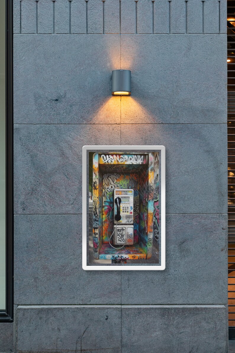 Nostalgic Urban Vibes Oldschool Payphone Digital Art - 80s Graffiti ...