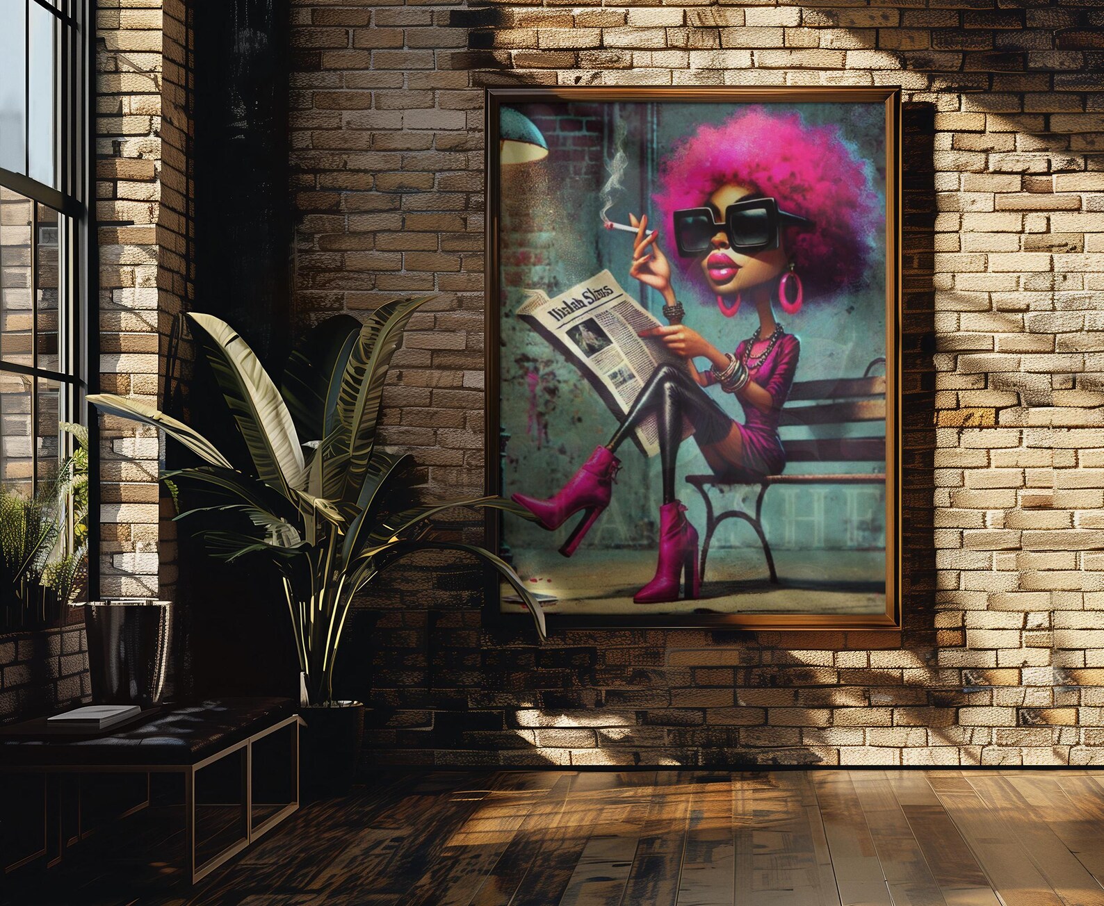 Pink Afro Diva Wall Art Urban Chic Fashion Print, Black Girl Aesthetic ...