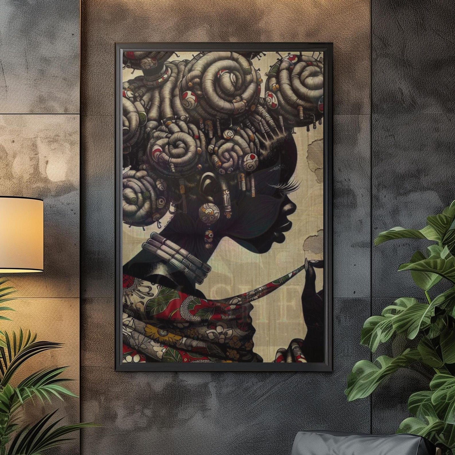 Black Woman Art Digital Download Afrocentric Portrait Printable African ...