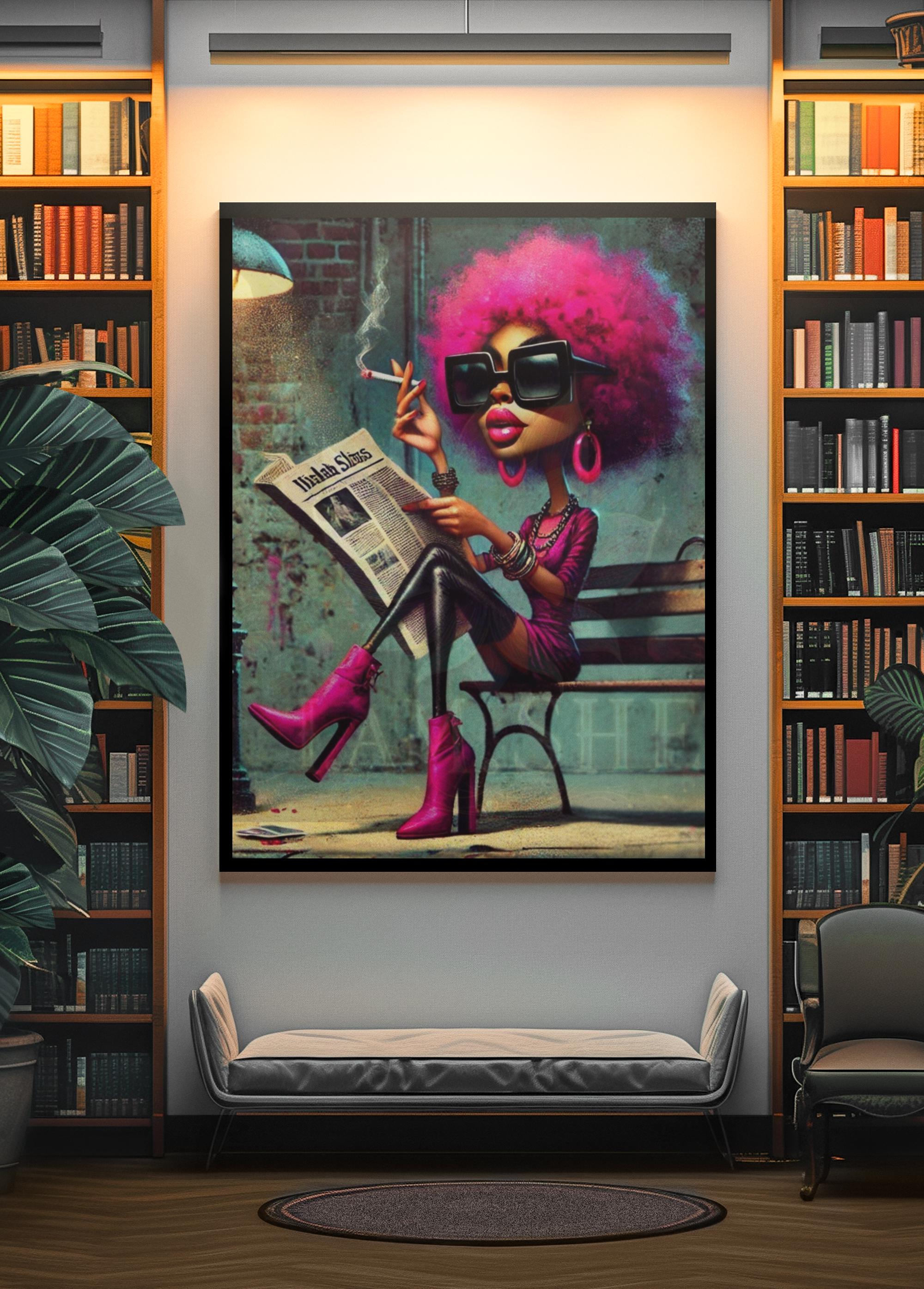 Pink Afro Diva Wall Art Urban Chic Fashion Print, Black Girl Aesthetic ...