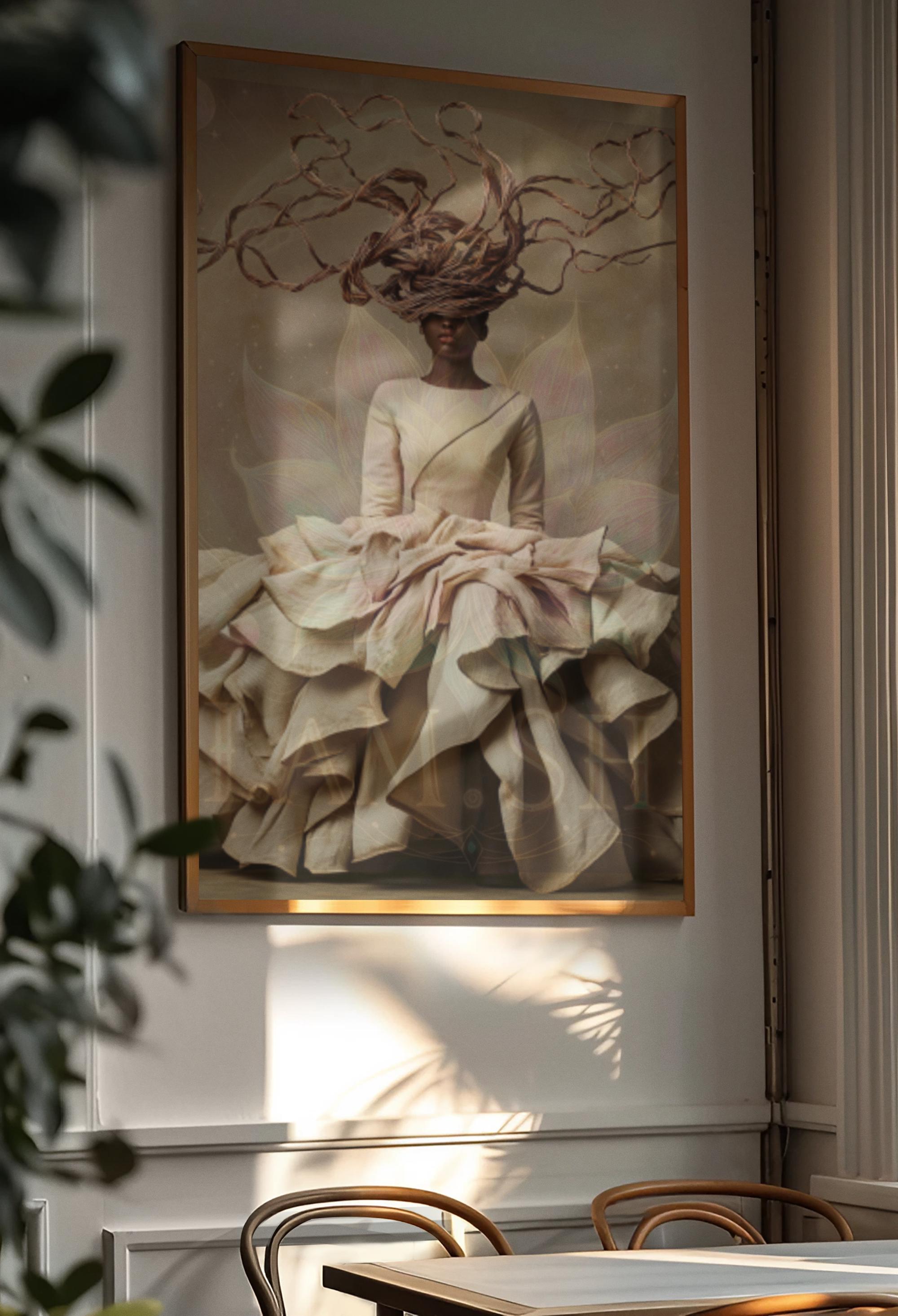 Ethereal Afrocentric Wall Art Elegant Black Woman Fantasy Portrait ...