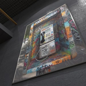 Nostalgic Urban Vibes Oldschool Payphone Digital Art - 80s Graffiti ...