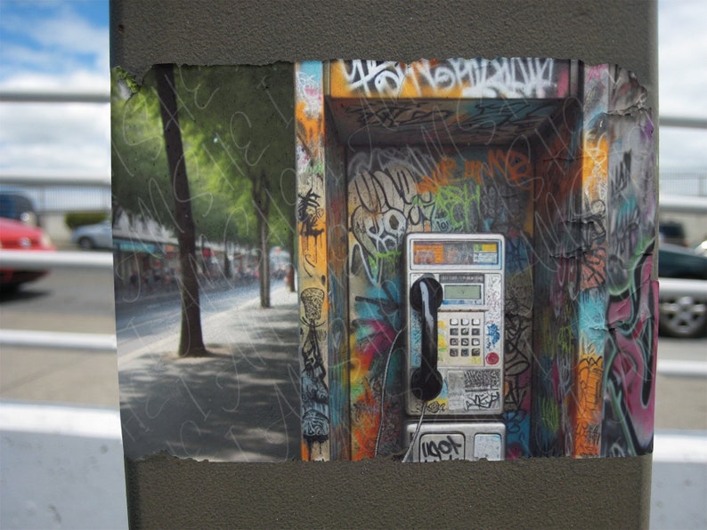 Nostalgic Urban Vibes Oldschool Payphone Digital Art - 80s Graffiti ...