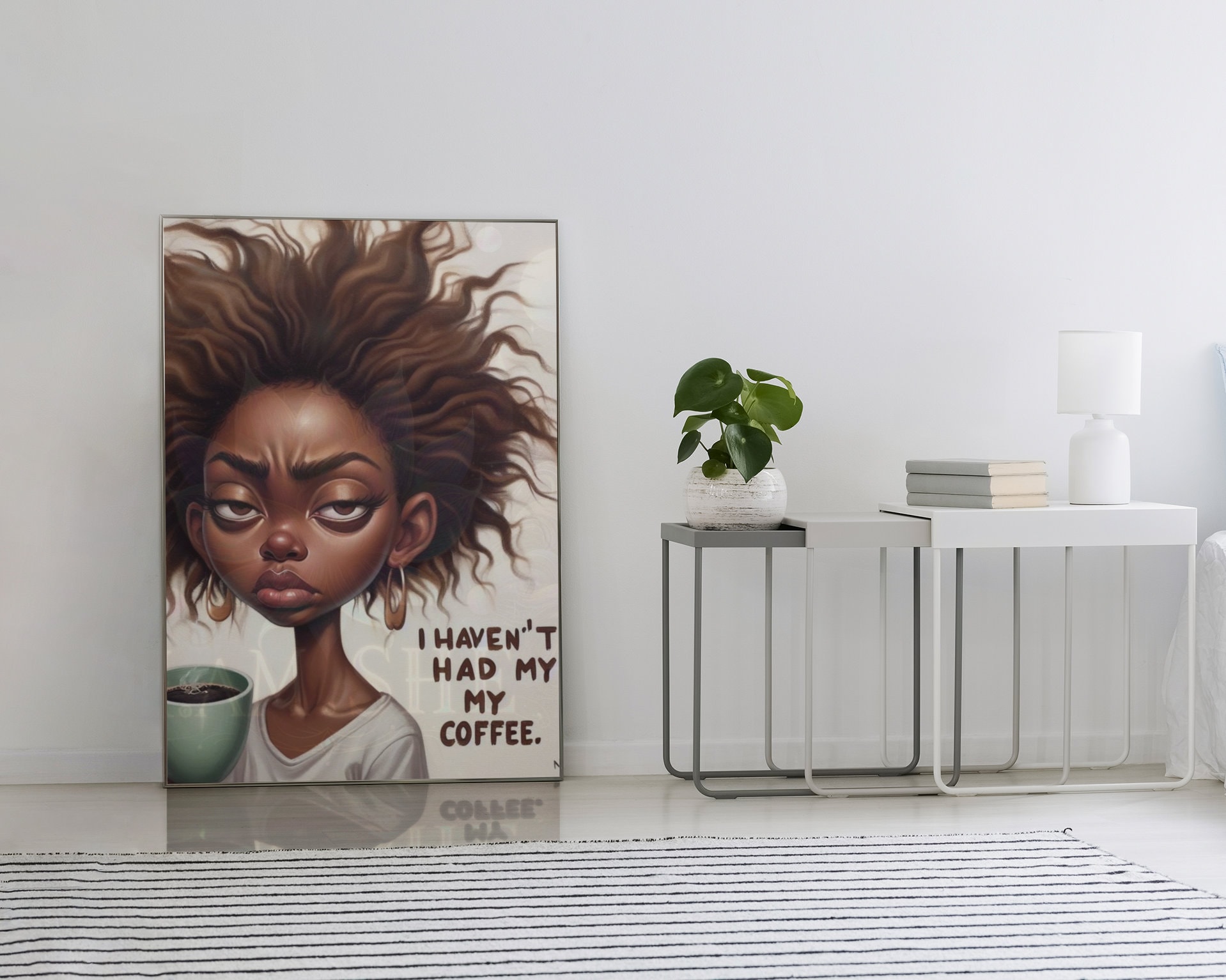 Morning Grump Coffee Humor Downloadable Oil Painting Poster Art Messy ...