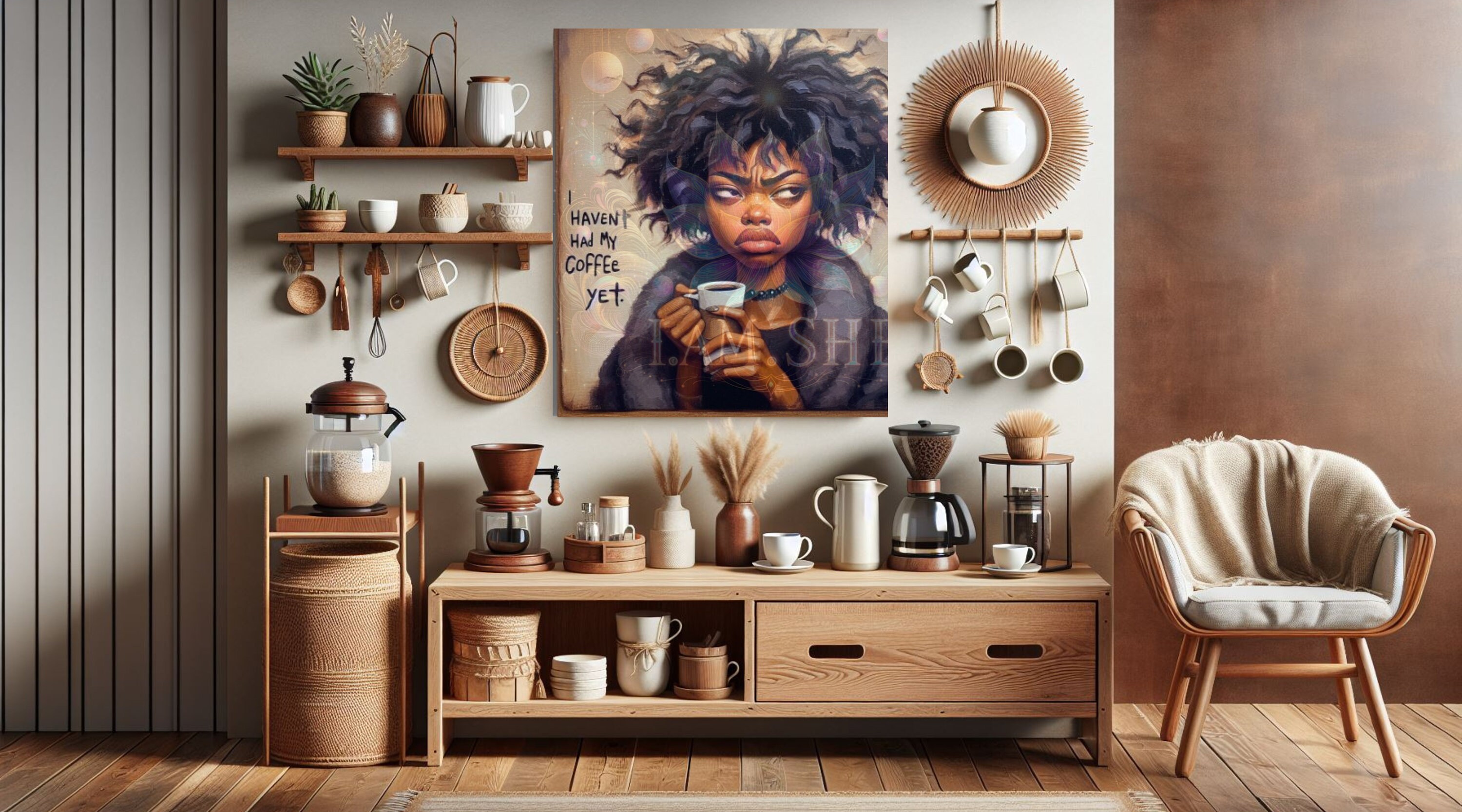 Morning Grump Coffee Humor Downloadable Oil Painting Poster Art Messy ...