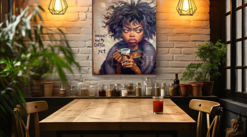 Morning Grump Coffee Humor Downloadable Oil Painting Poster Art Messy ...