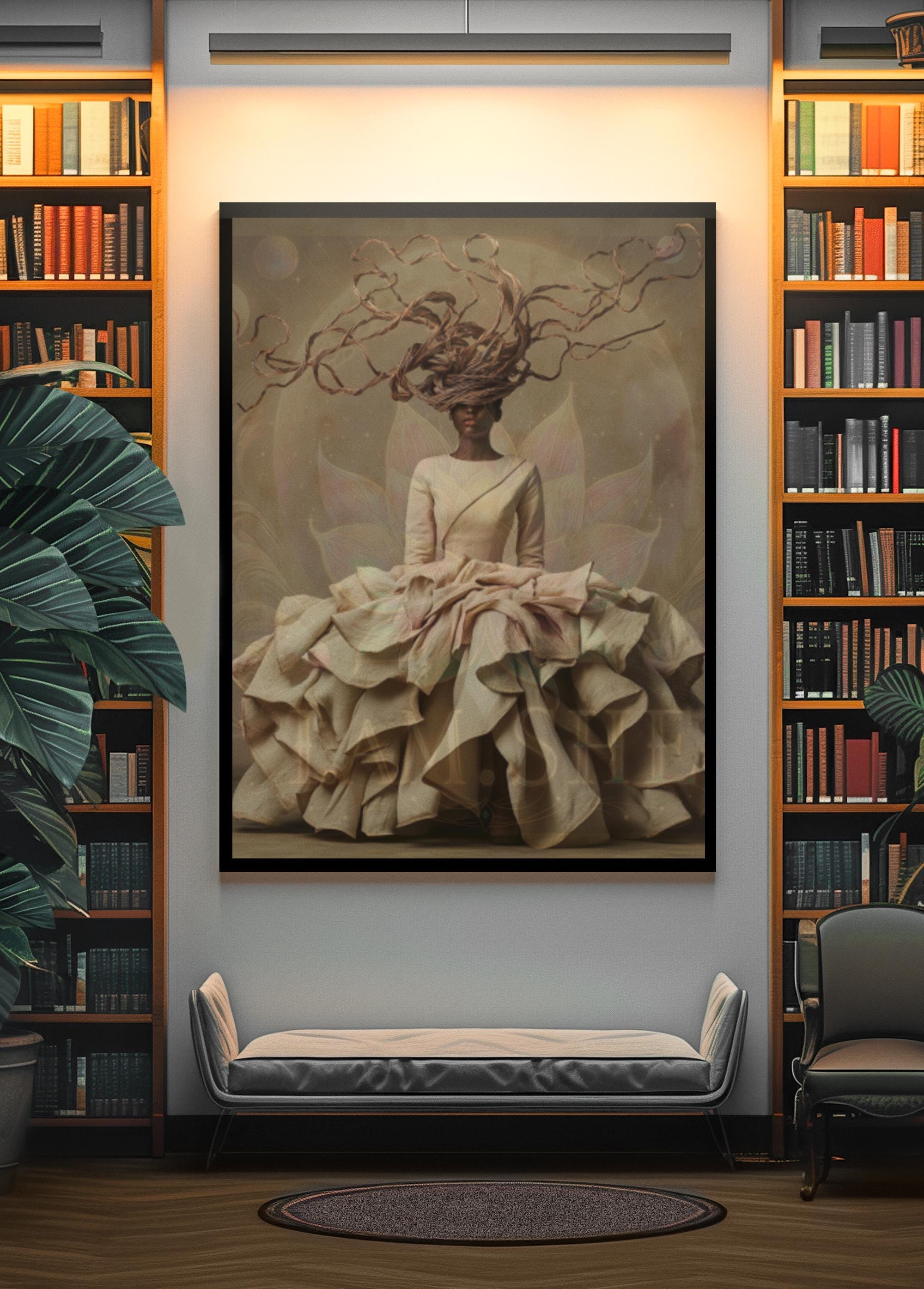 Ethereal Afrocentric Wall Art Elegant Black Woman Fantasy Portrait ...