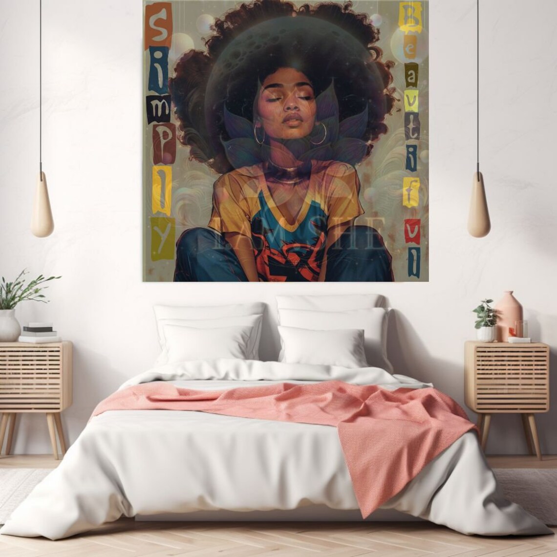 Vibrant Expressions Altered Art Portrait of an Afro-american Bohemian ...