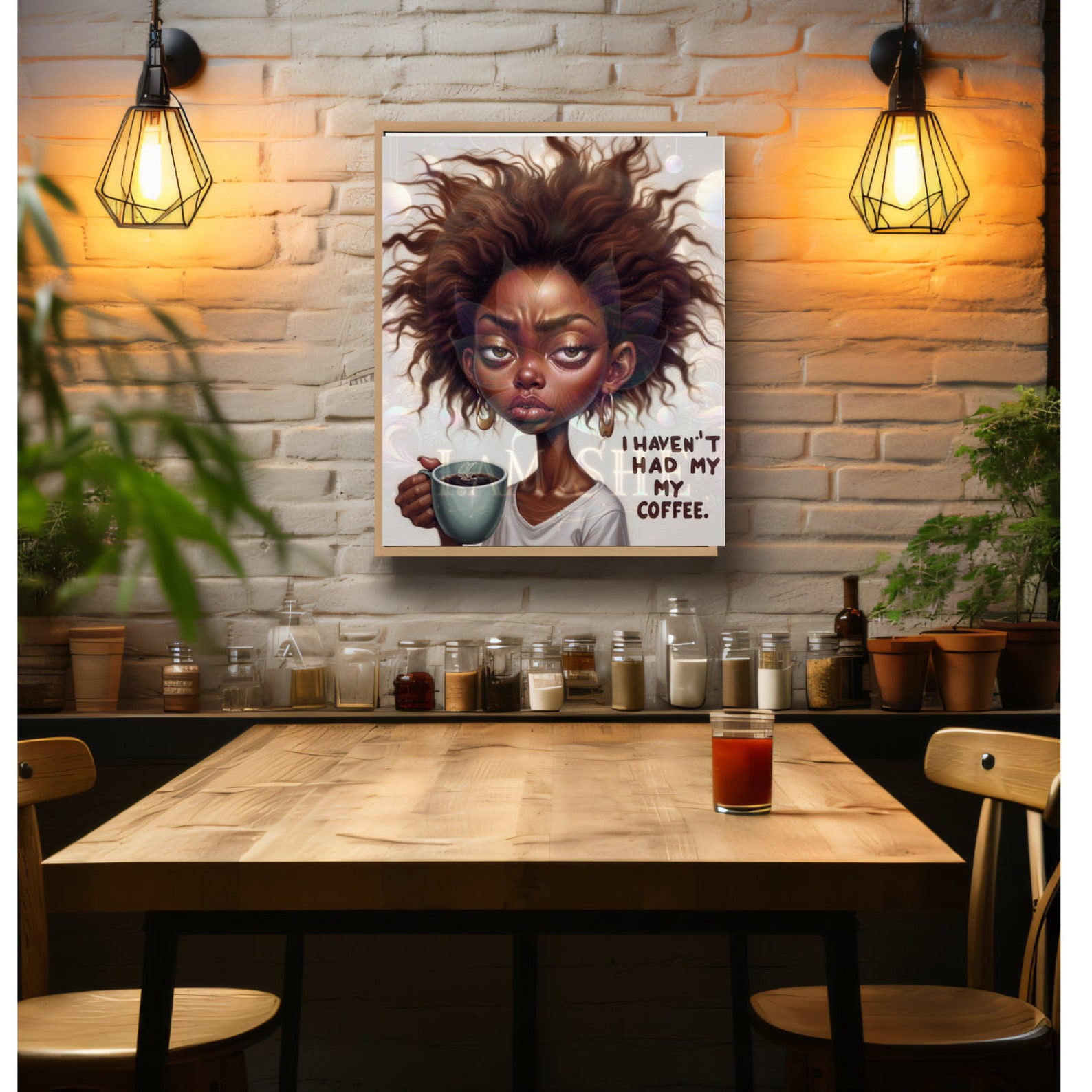 Morning Grump Coffee Humor Downloadable Oil Painting Poster Art Messy ...