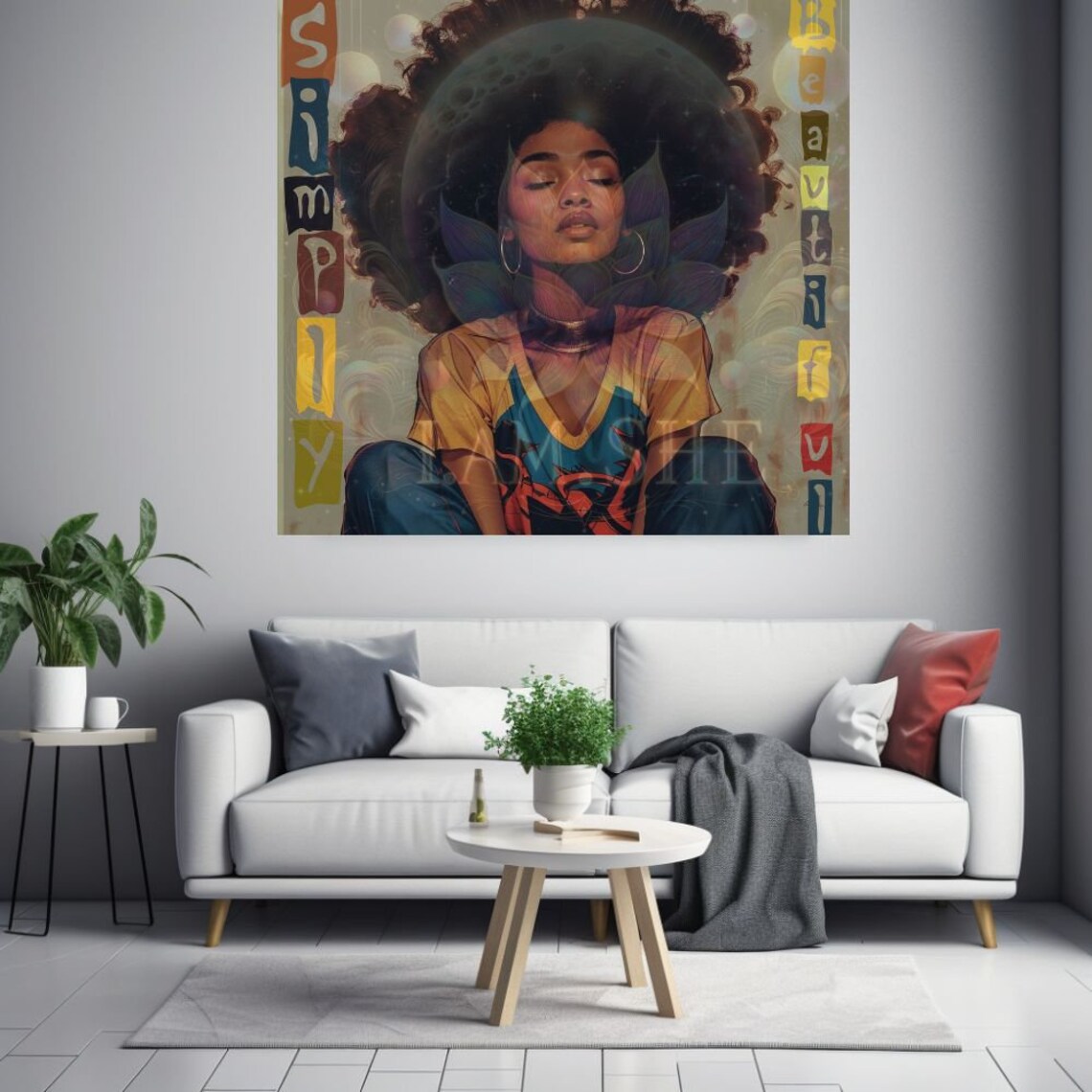 Vibrant Expressions Altered Art Portrait of an Afro-american Bohemian ...
