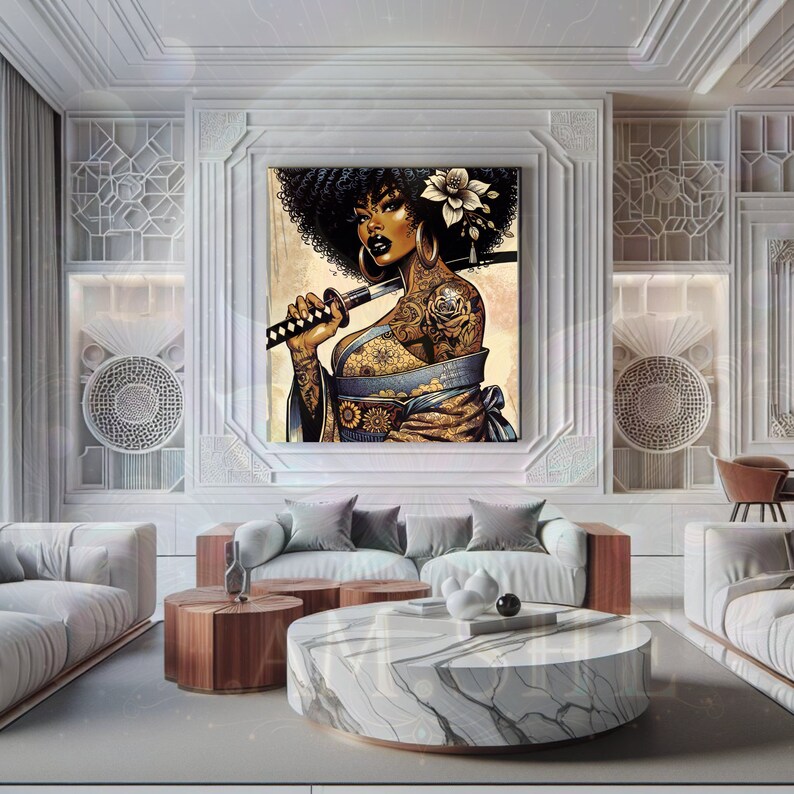 Afrocentric Katana Poster Art Wall Art Afrocentric Poster Art Japanese ...