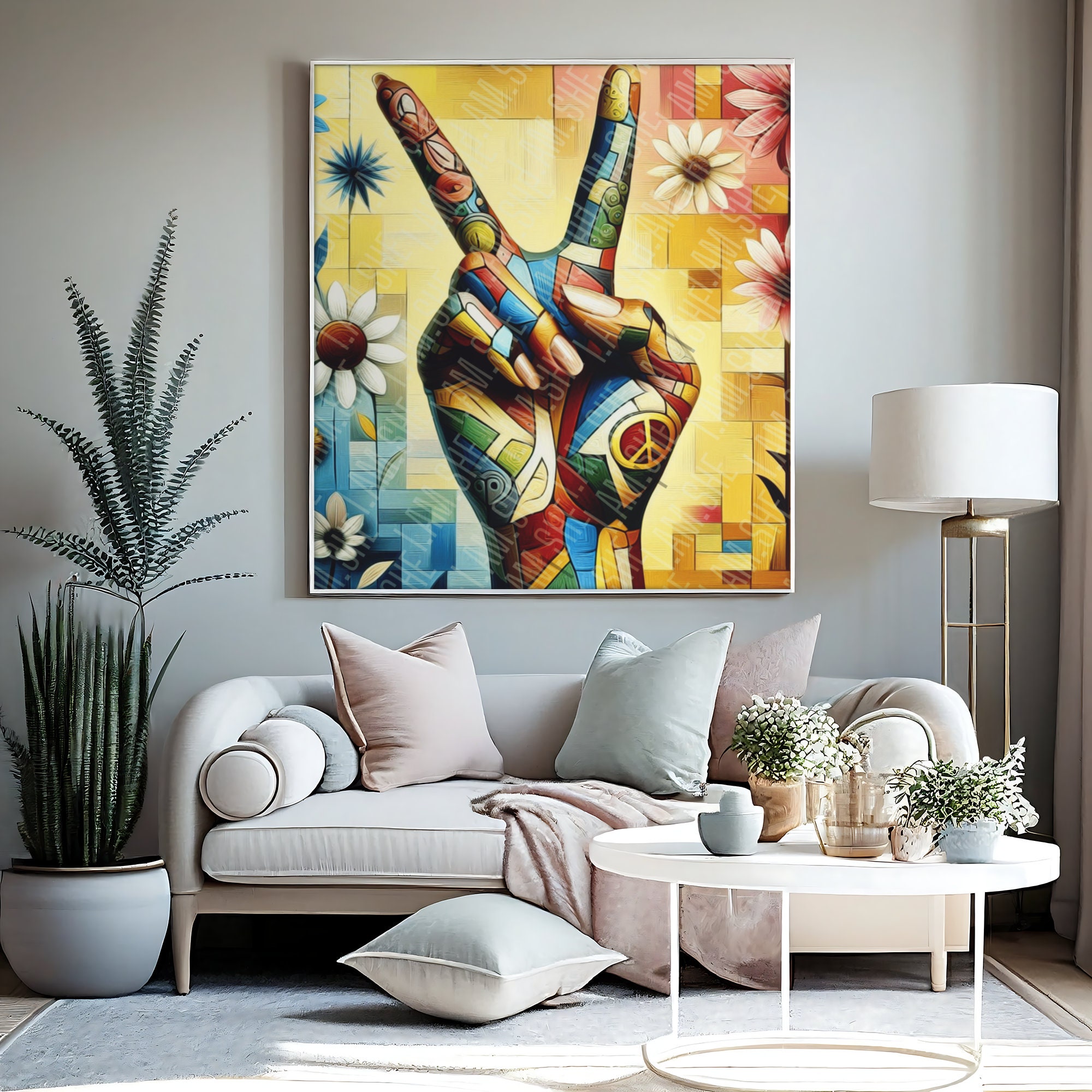 Psychedelic Peace 60s Vibes Instant Download Digital Wall Art Hand ...