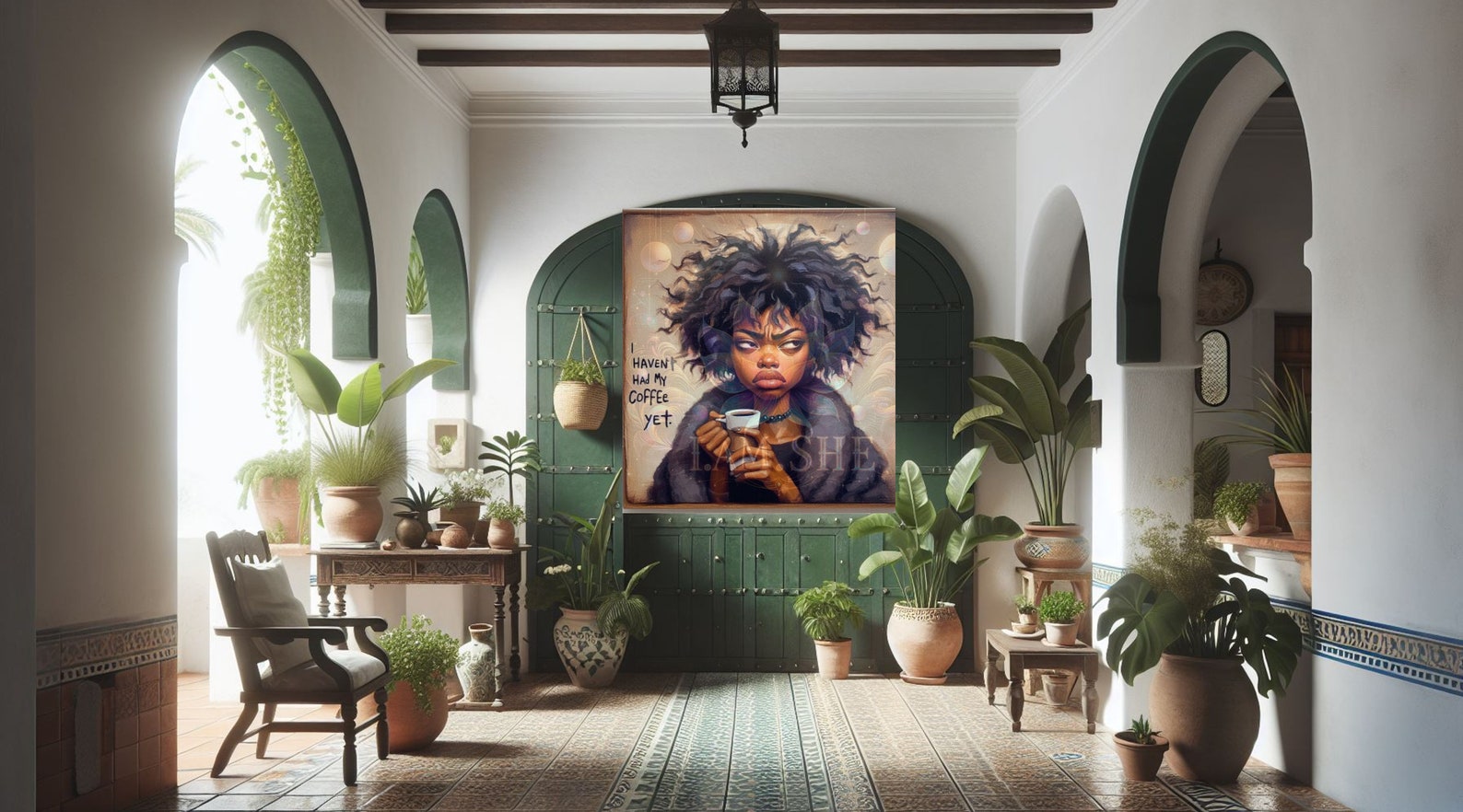 Morning Grump Coffee Humor Downloadable Oil Painting Poster Art Messy ...