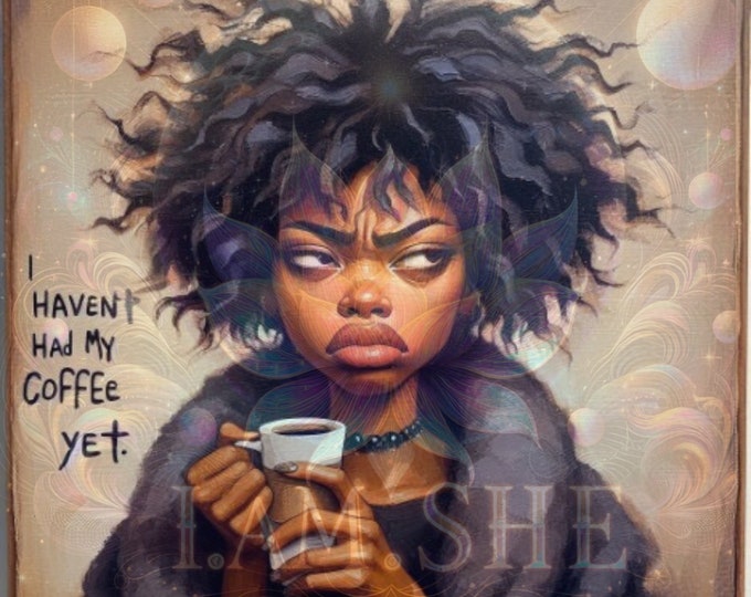 Morning Grump Coffee Humor Downloadable Oil Painting Poster Art Messy ...