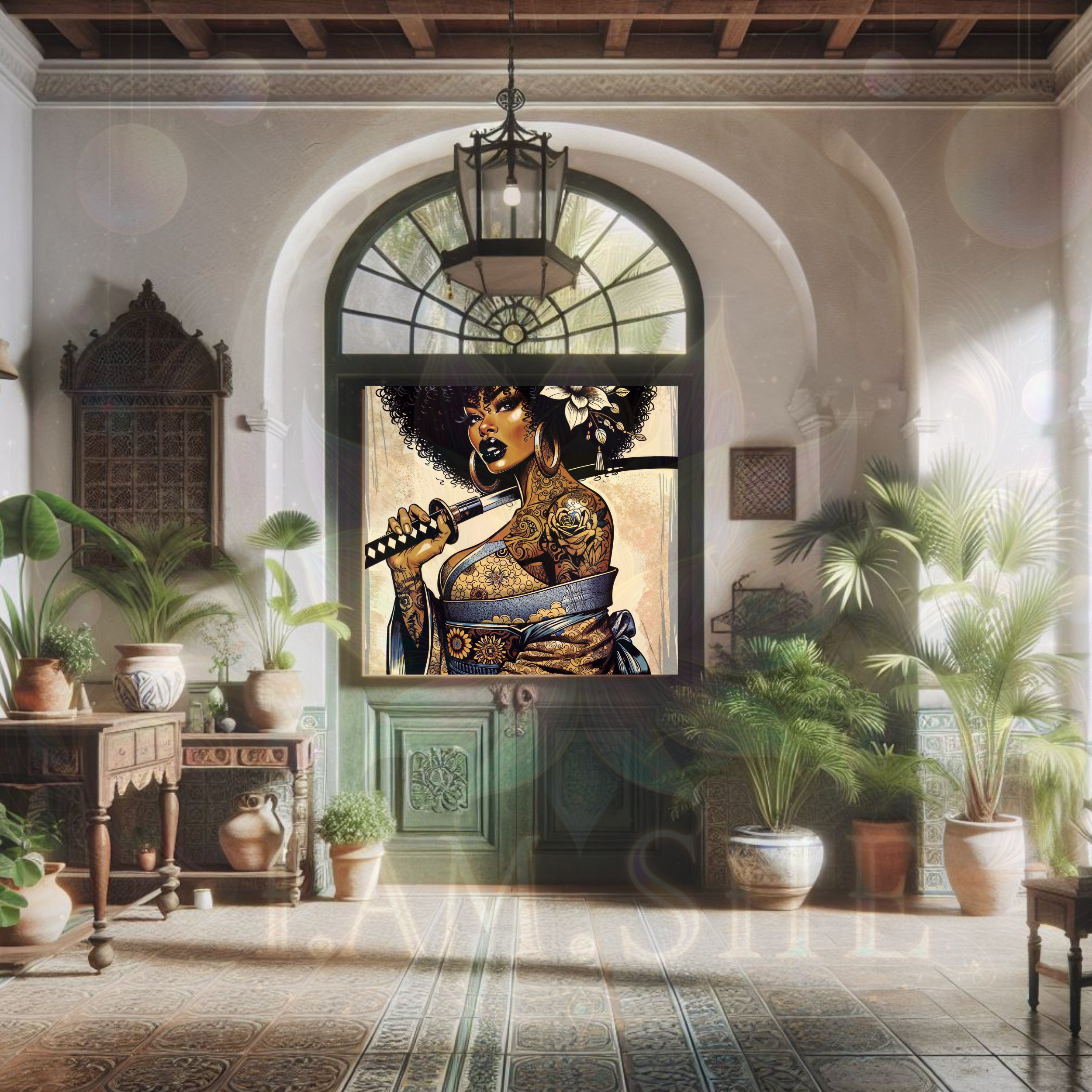 Afrocentric Katana Poster Art Wall Art Afrocentric Poster Art Japanese ...