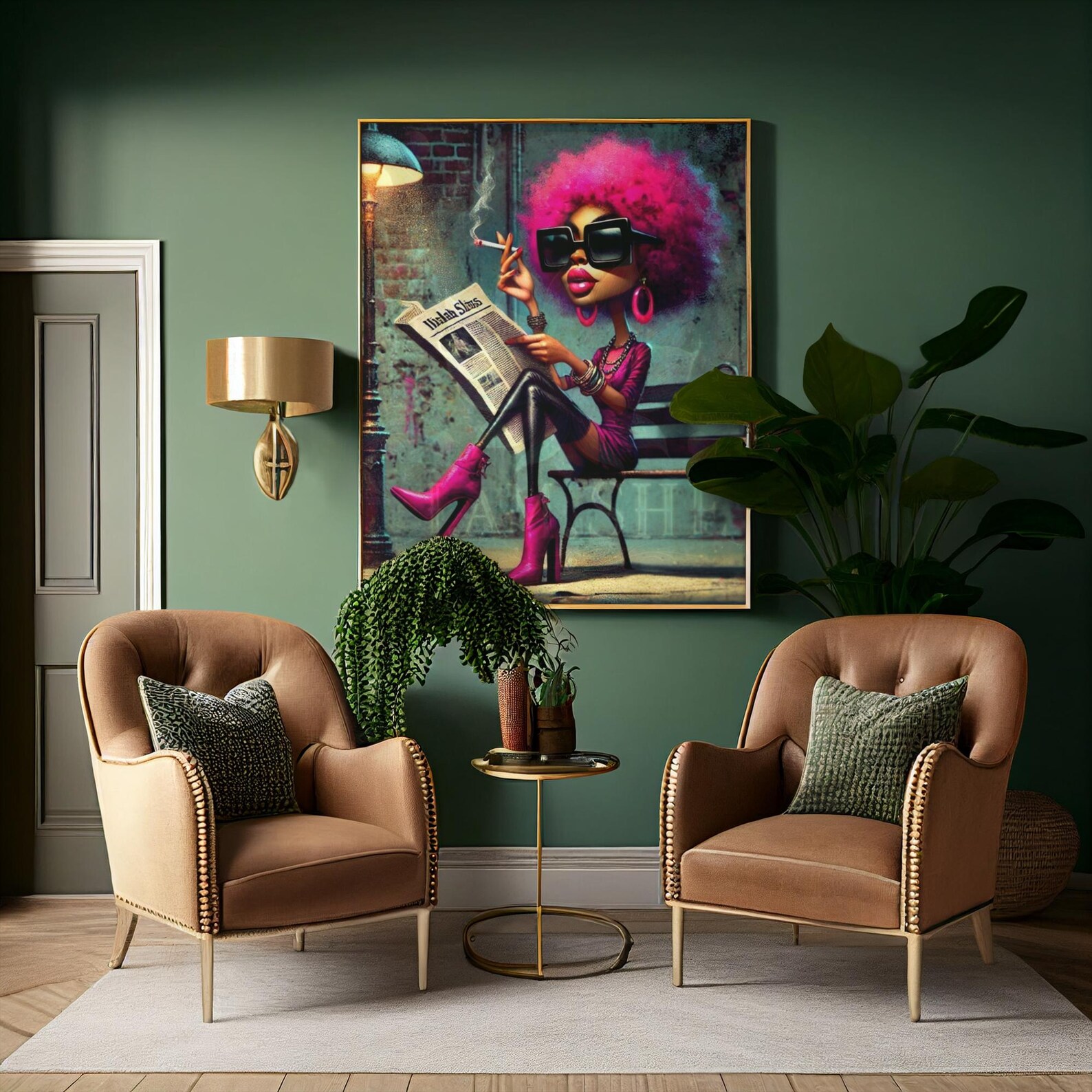 Pink Afro Diva Wall Art Urban Chic Fashion Print, Black Girl Aesthetic ...