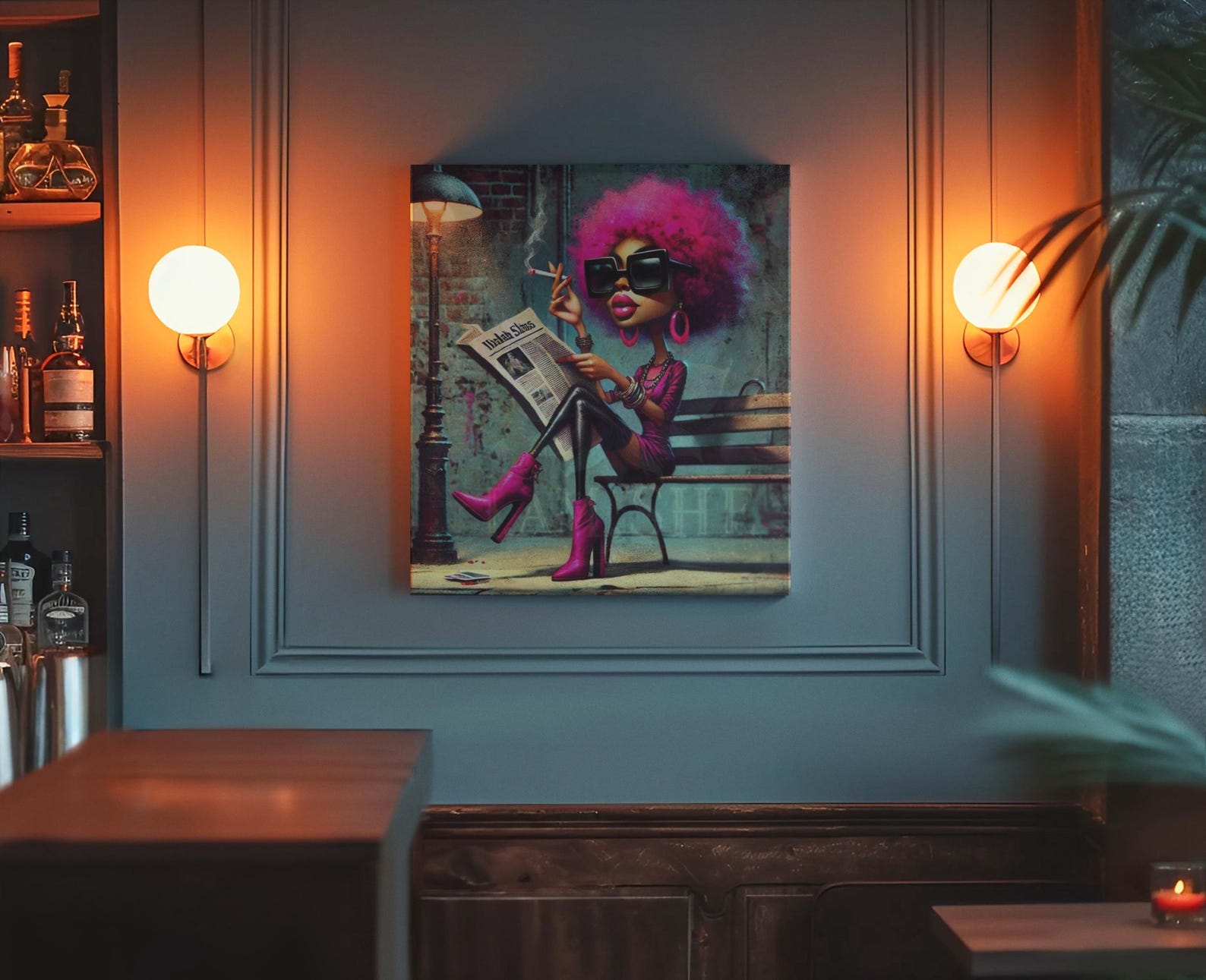 Pink Afro Diva Wall Art Urban Chic Fashion Print, Black Girl Aesthetic ...