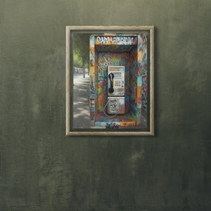 Nostalgic Urban Vibes Oldschool Payphone Digital Art - 80s Graffiti ...