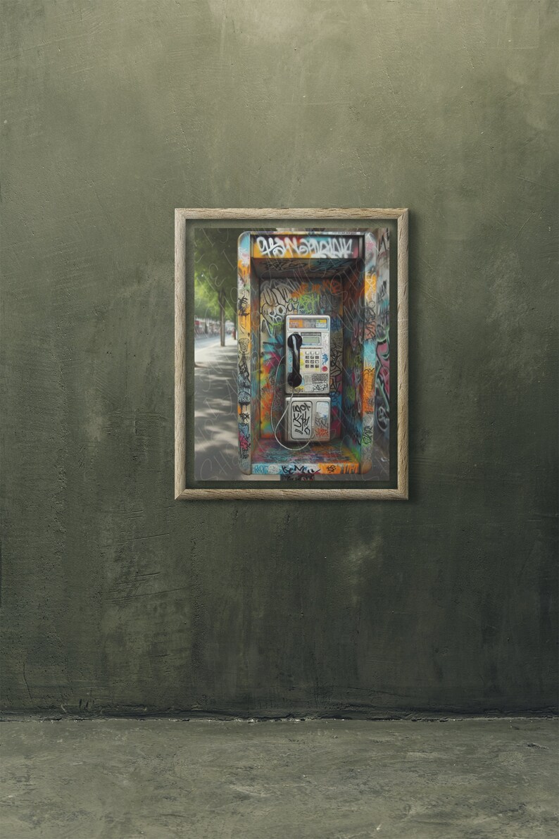 Nostalgic Urban Vibes Oldschool Payphone Digital Art - 80s Graffiti ...