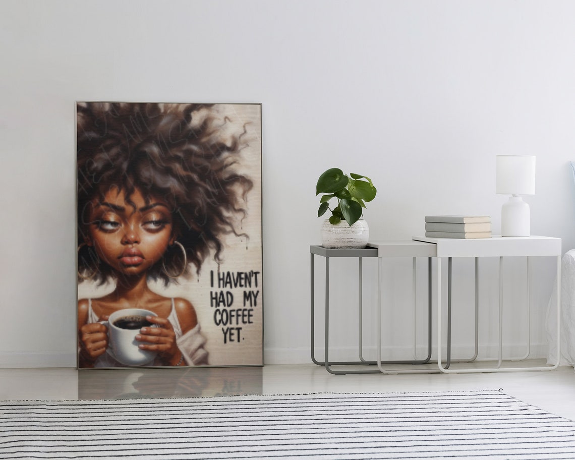 Morning Grump Coffee Humor Downloadable Oil Painting Poster Art Messy ...