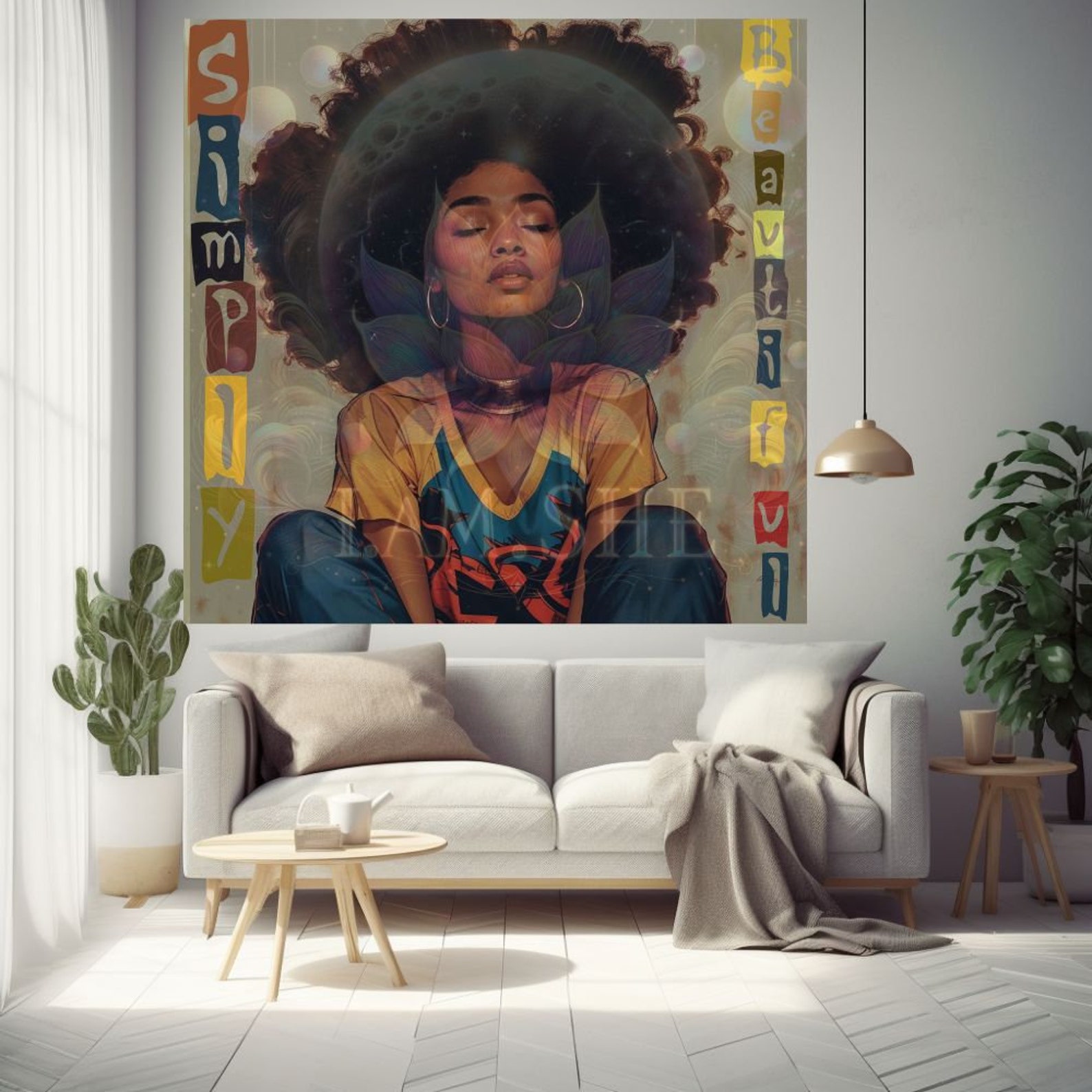 Vibrant Expressions Altered Art Portrait of an Afro-american Bohemian ...