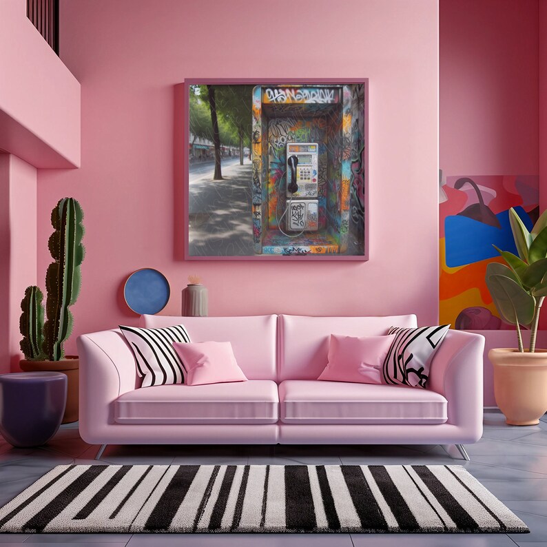 Nostalgic Urban Vibes Oldschool Payphone Digital Art - 80s Graffiti ...