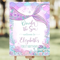 Editable Mermaid Birthday Welcome Sign, Mermaid Bash Party Welcome Sign ...
