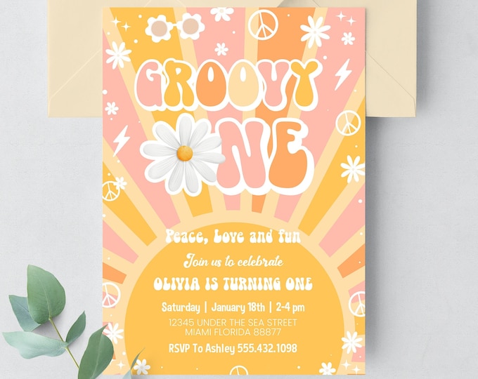 One Groovy Cake Topper, One Groovy Babe Cake Topper, First Birthday ...