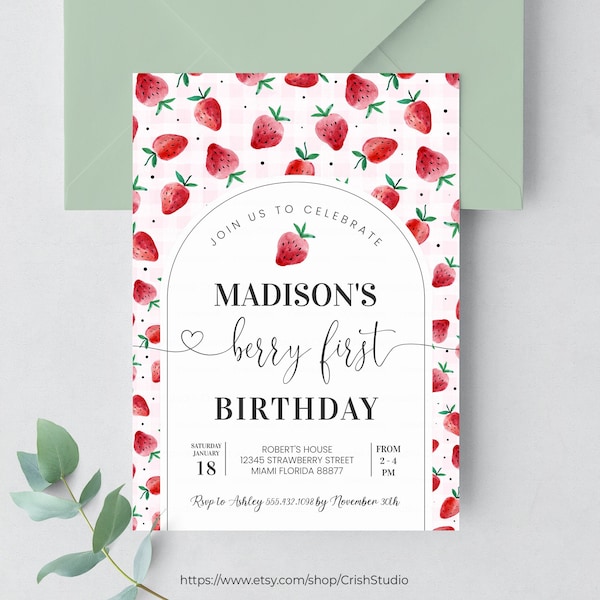 Berry First Birthday Invitation - Etsy