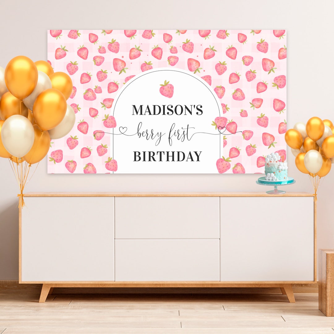 Berry First Birthday Backdrop Strawberry Birthday Custom Birthday ...