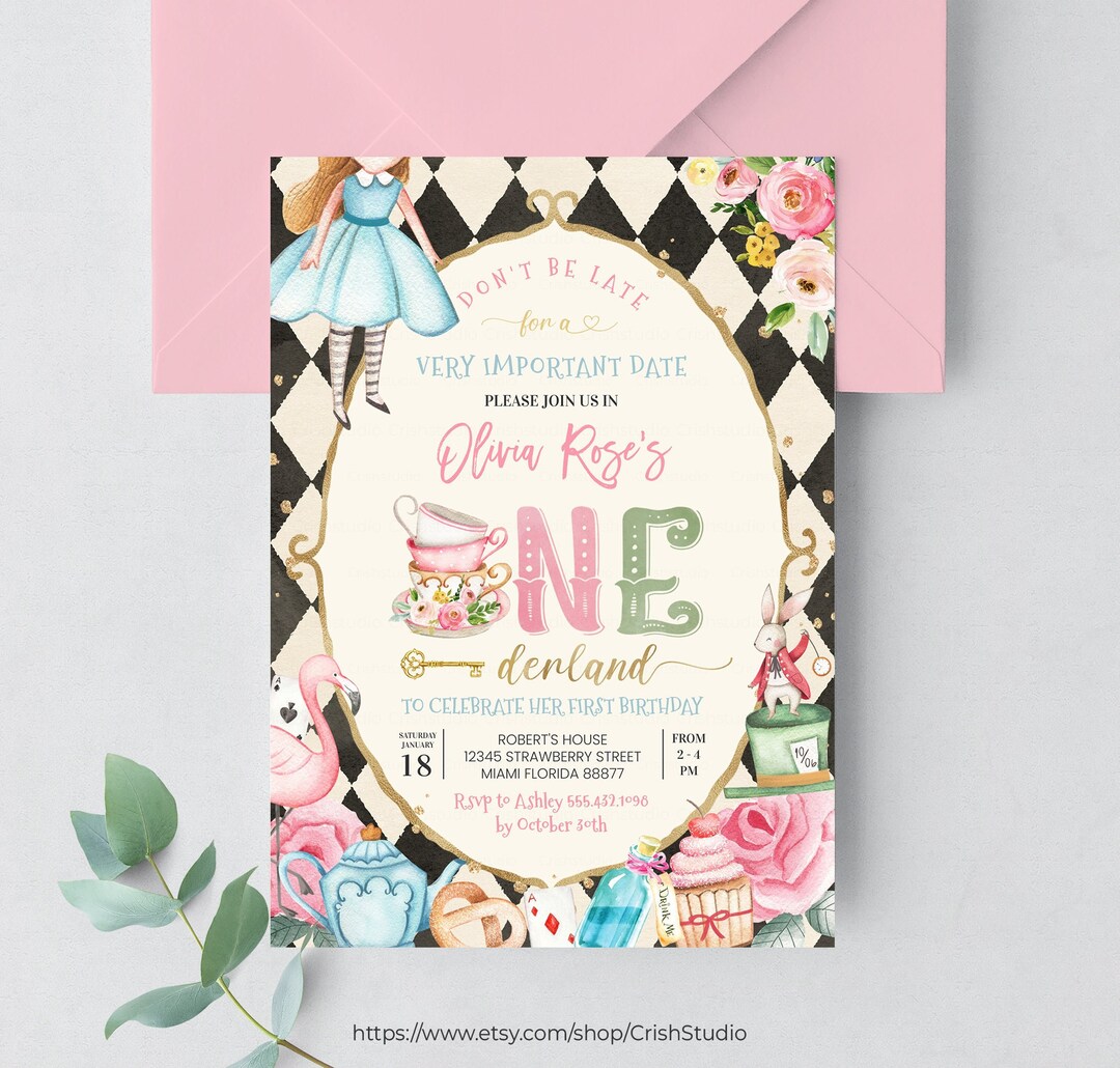 EDITABLE Alice in Onederland Invitation Winter Onederland Invitation ...