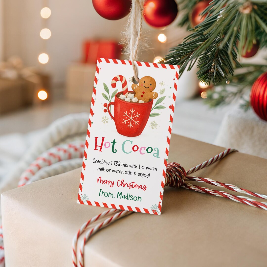 Editable Hot Cocoa Bomb Tags Hot Chocolate Tag Christmas Gift Tag Hot ...