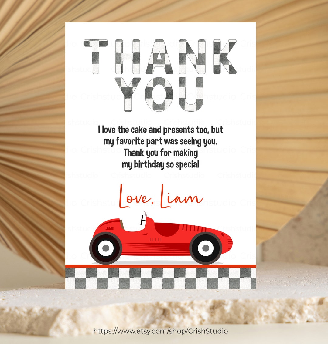 EDITABLE Two Fast Thank You Card Two Fast Birthday Race Car Birthday ...