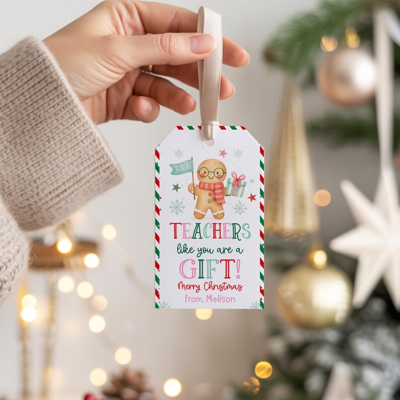 Editable Teacher Christmas Gift Tag Teacher Appreciation Christmas Gift ...
