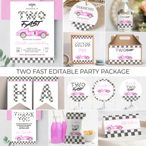 Two Fast Birthday Backdrop Two Fast Girl Editable Two Fast Birthday ...