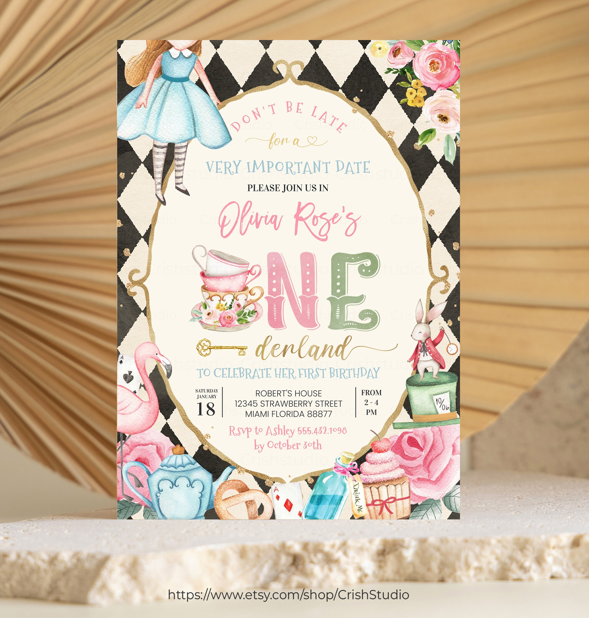 EDITABLE Alice in Onederland Invitation Winter Onederland - Etsy